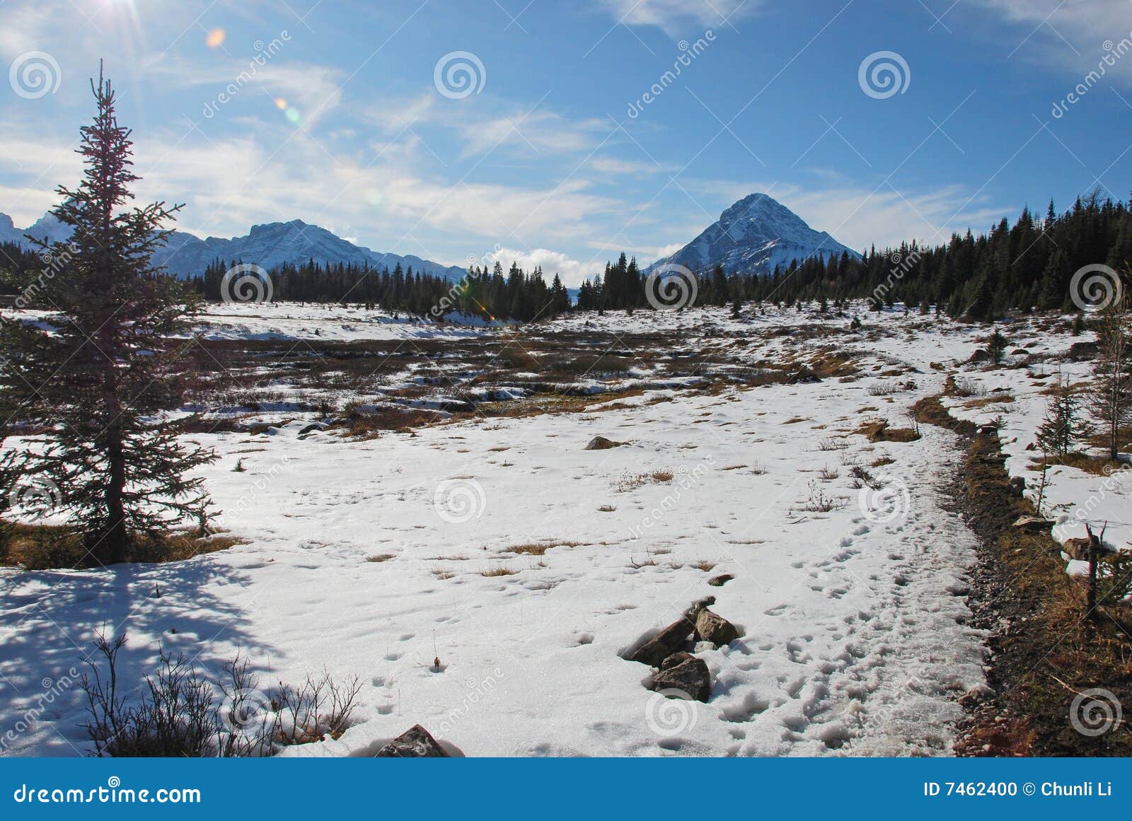 Snow mountain and meadow stock photo. Image of natural - 7462400