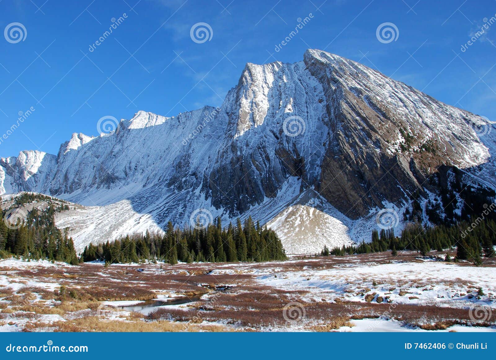 Snow mountain and meadow stock photo. Image of road, meadows - 7462406