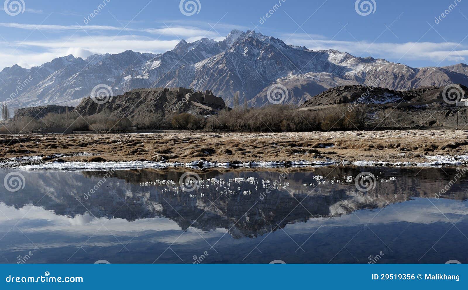 Snow Mountain Reflex on Water. Stock Photo - Image of reflection ...