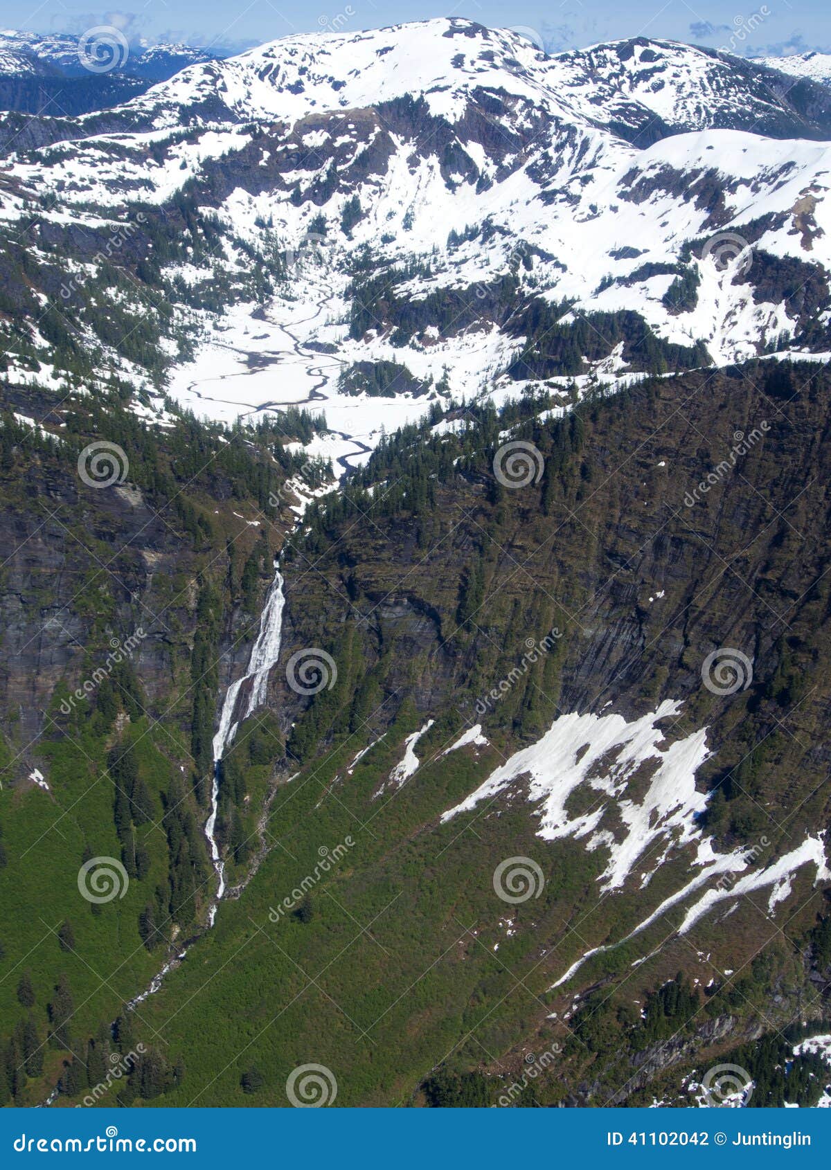 Snow Rock Mountain, Ice Field, River, Waterfall, V Stock Photo - Image ...