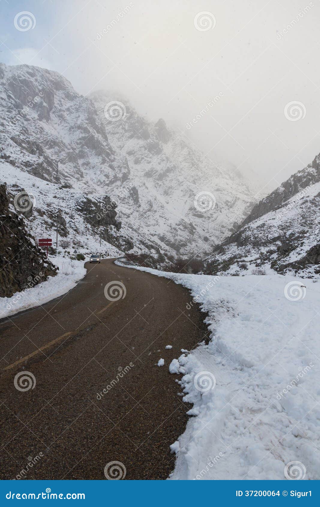 Snow Mountain Road stock photo. Image of snowing, communications - 37200064
