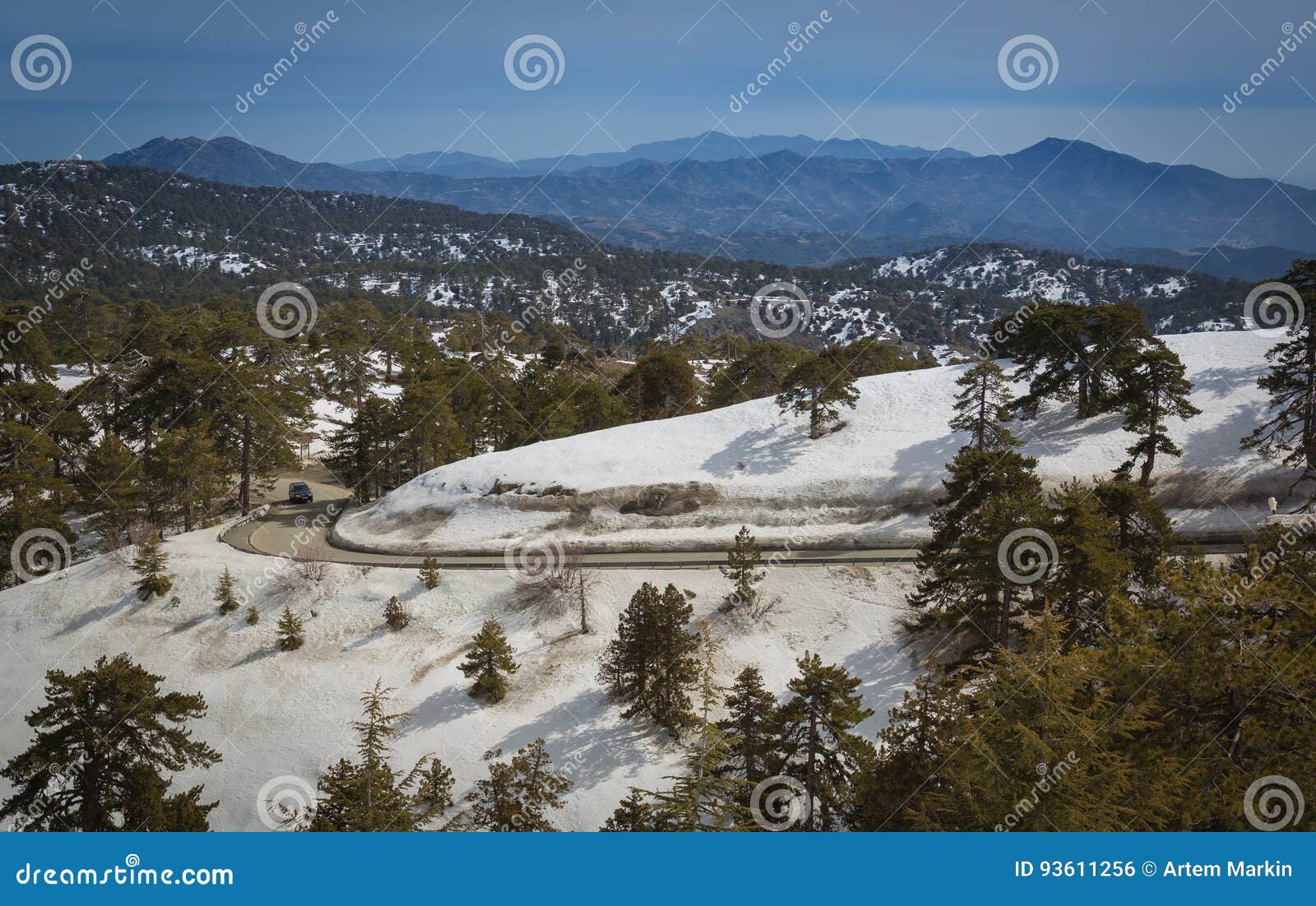 Snow in the Mountains of Cyprus Stock Photo - Image of forest, tourism ...