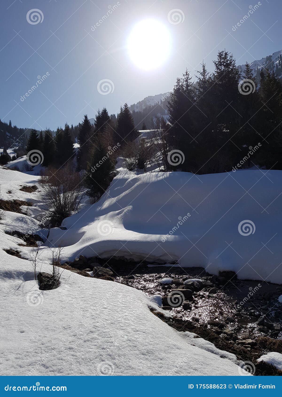 Snow in the Mountains in Early Spring. Stock Image - Image of spring ...