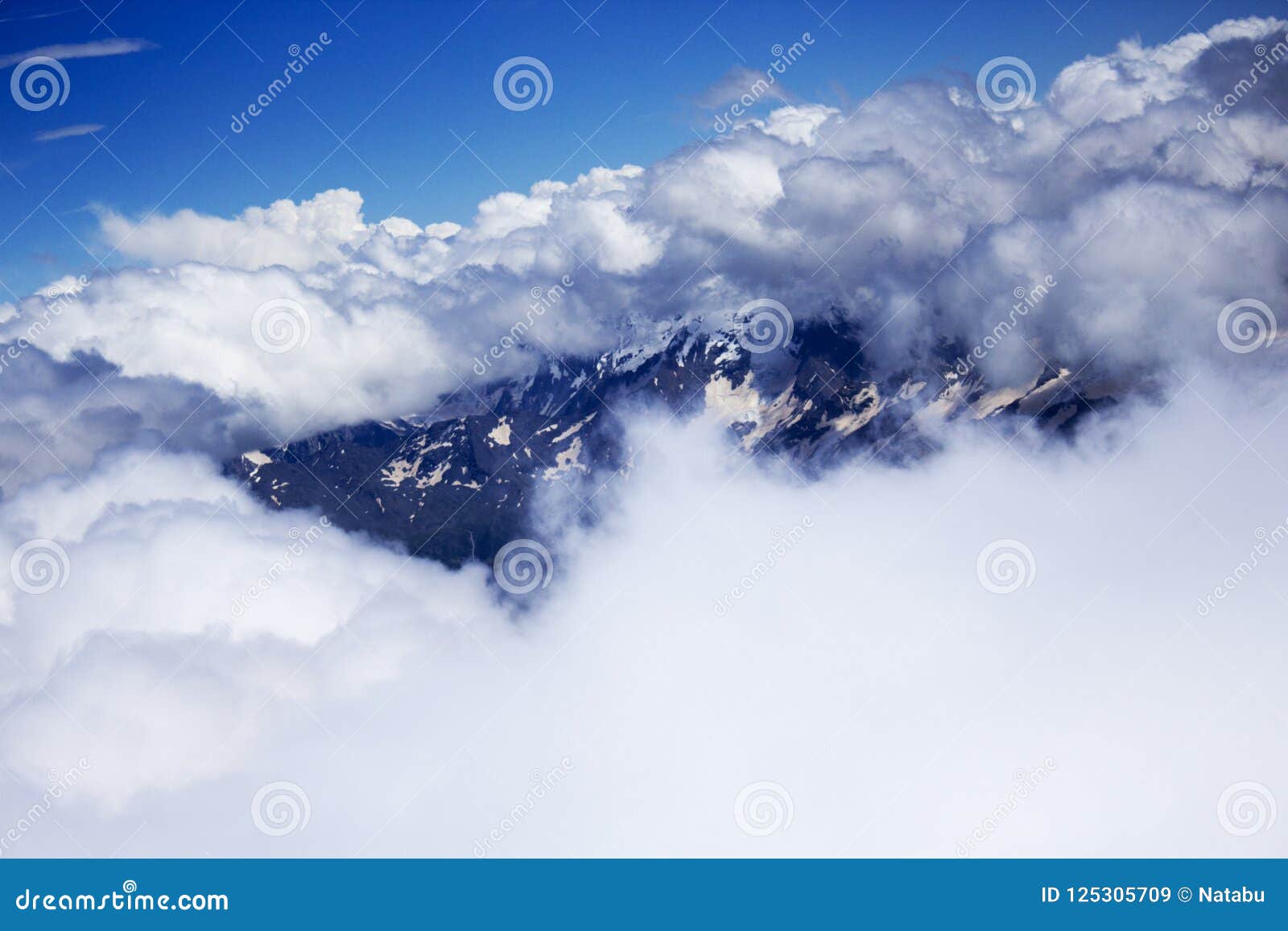 Mountains Hiding in Clouds, View from Elbrus Side Stock Image - Image ...