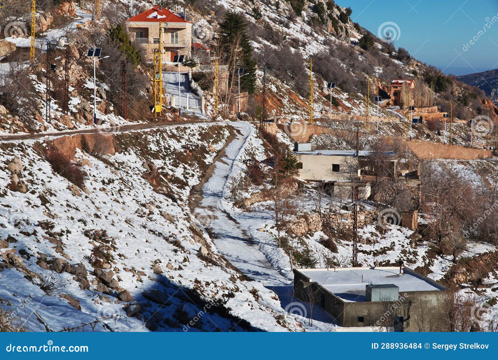 Snow in Mountains of Lebanon Stock Photo - Image of architecture ...