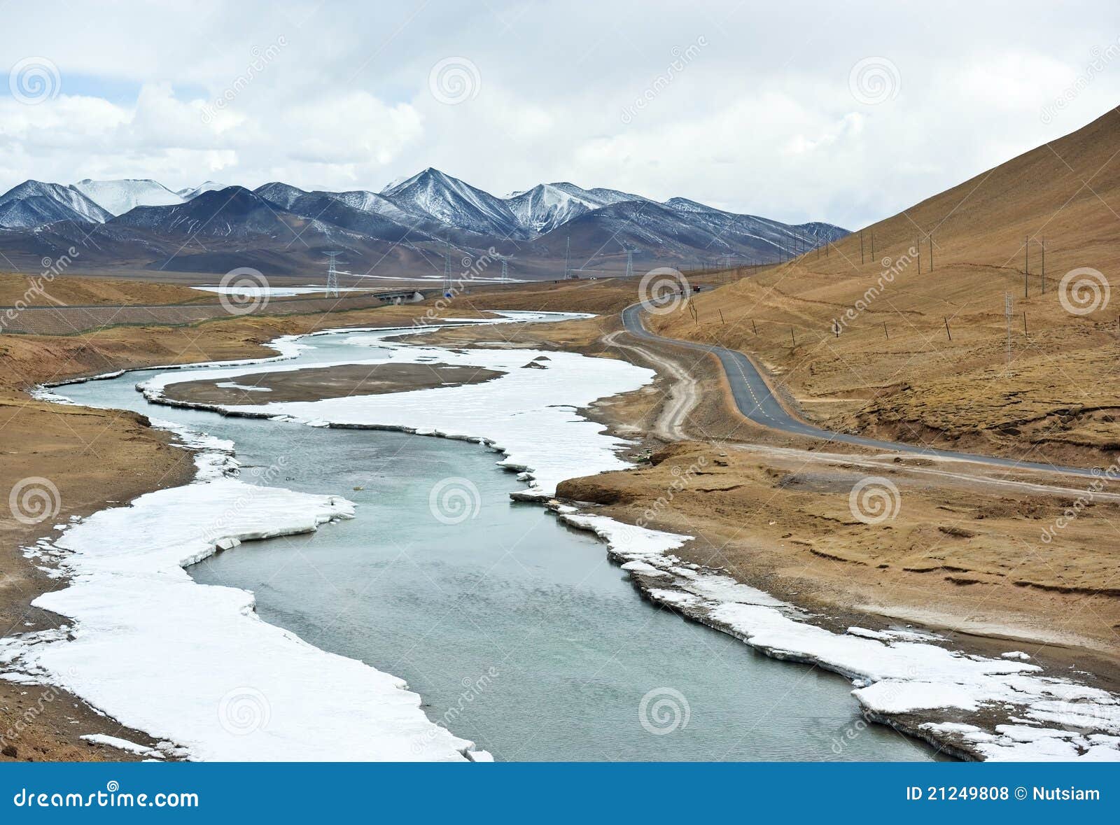 Snow mountains and river stock photo. Image of lake, white - 21249808