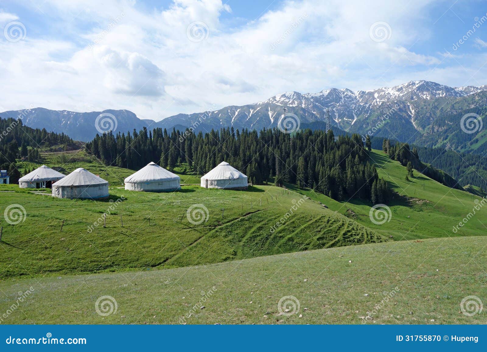 Snow mountains with yurts stock photo. Image of fall - 31755870