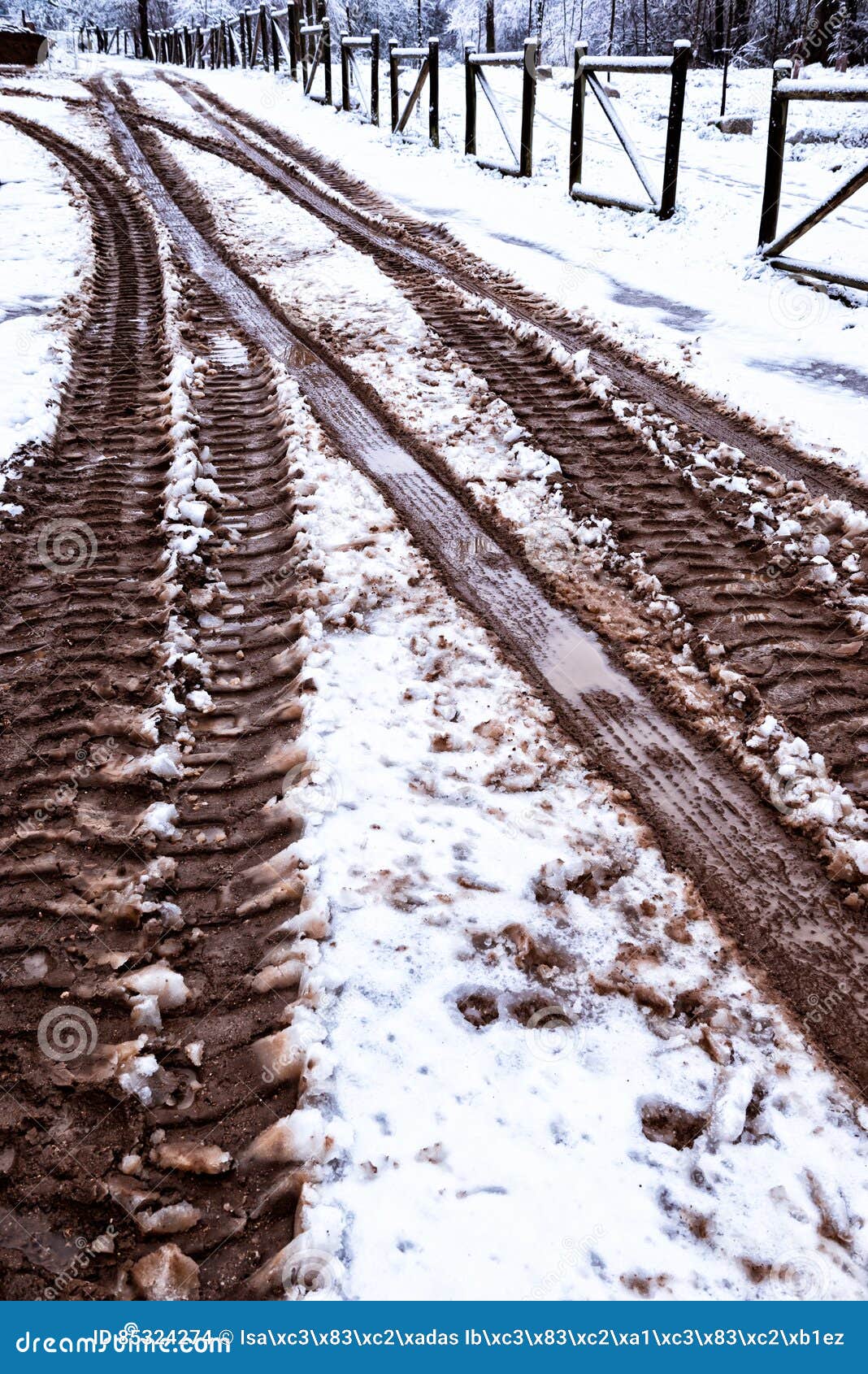 Snow and mud stock photo. Image of pattern, snow, roadside - 85324274