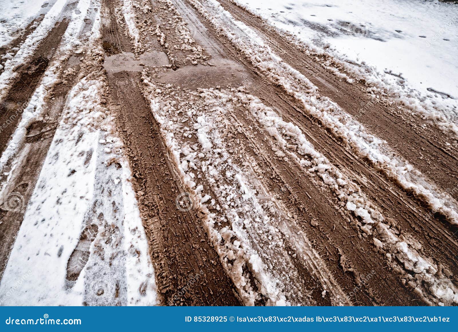 Snow and mud stock image. Image of texture, temperature - 85328925