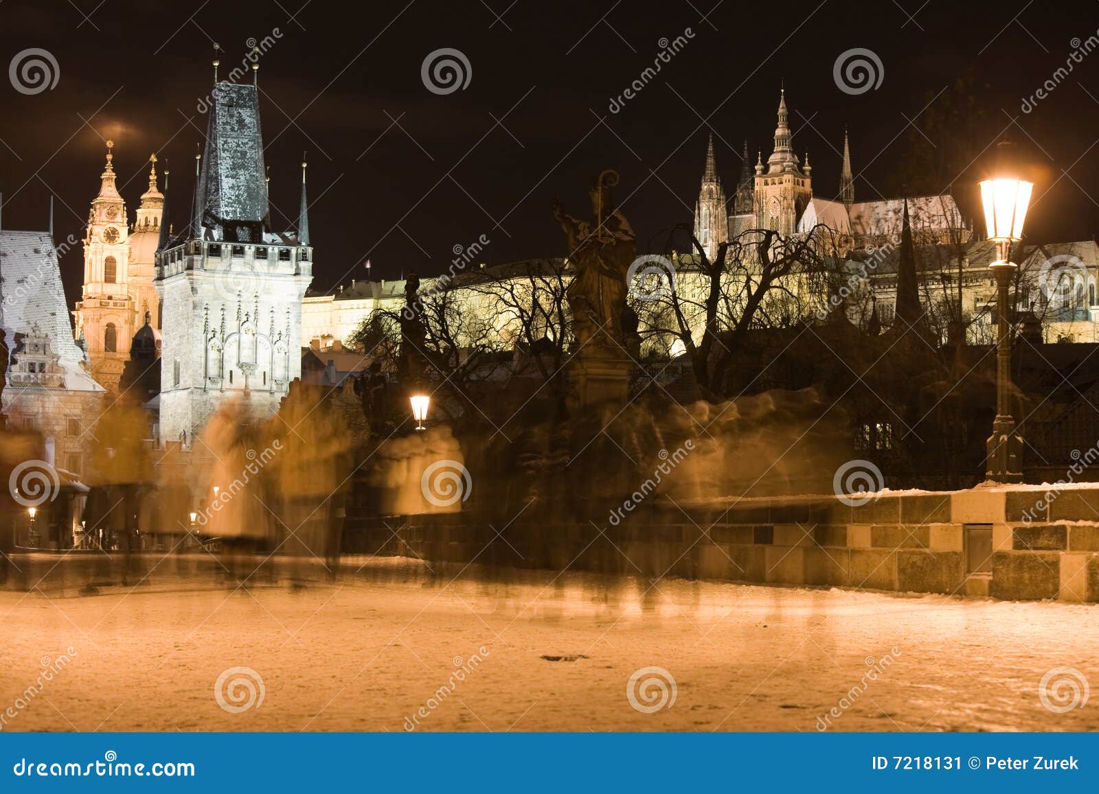 Snow in night Prague stock image. Image of scenic, cold - 7218131
