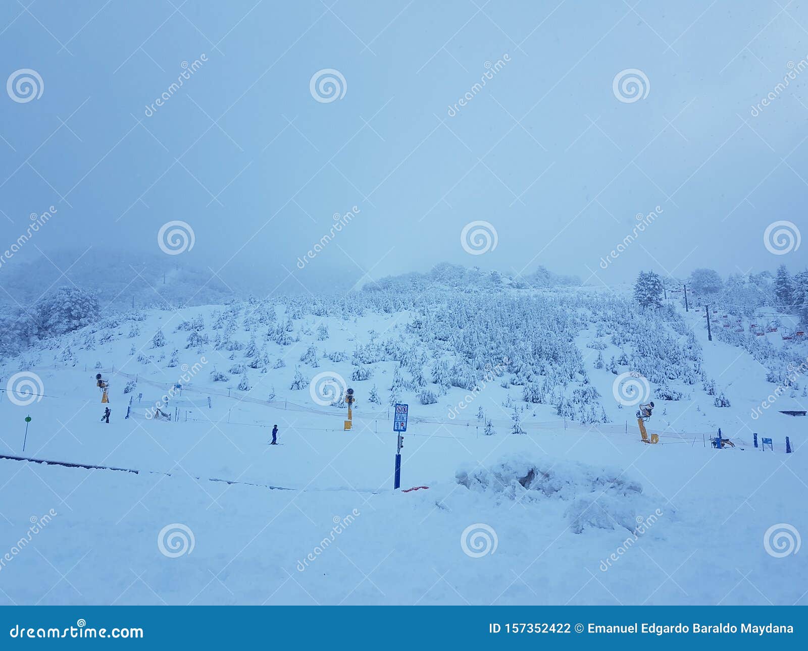Snow park stock photo. Image of cloud, snow, house, park - 157352422