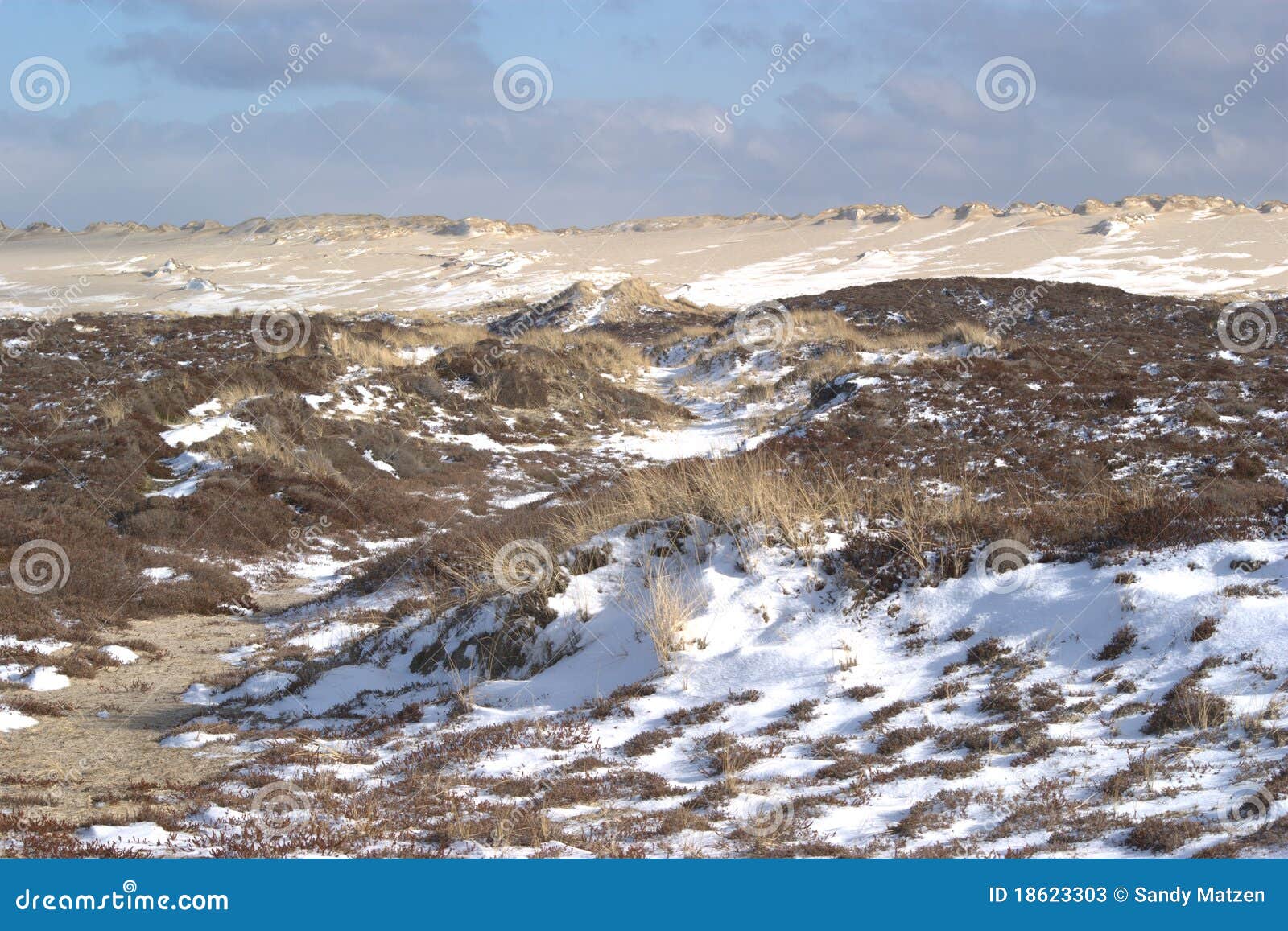 Snow patches in the dunes stock image. Image of weather - 18623303
