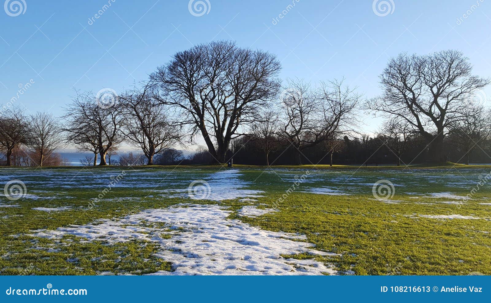 Snow patches stock image. Image of walk, winter, seasons - 108216613