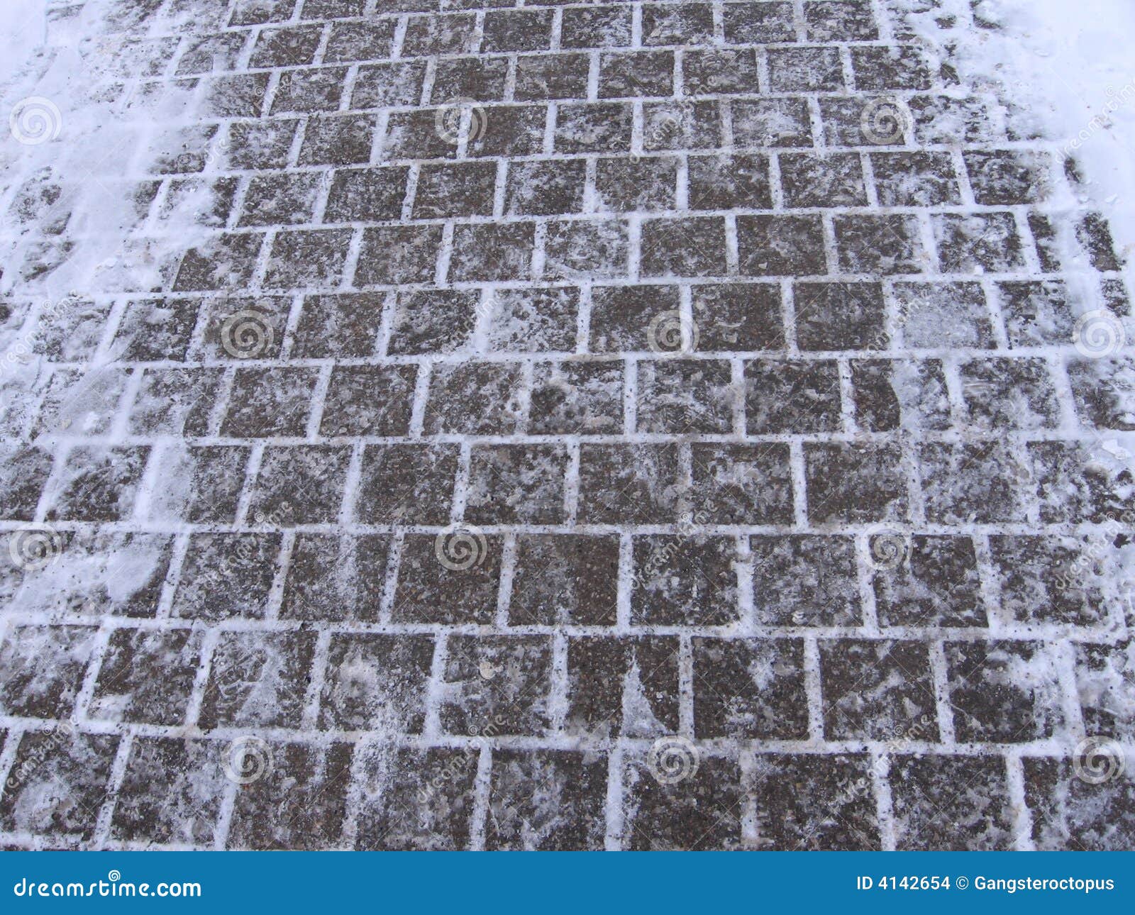 Snow Path stock photo. Image of brick, snow, walkway, white - 4142654