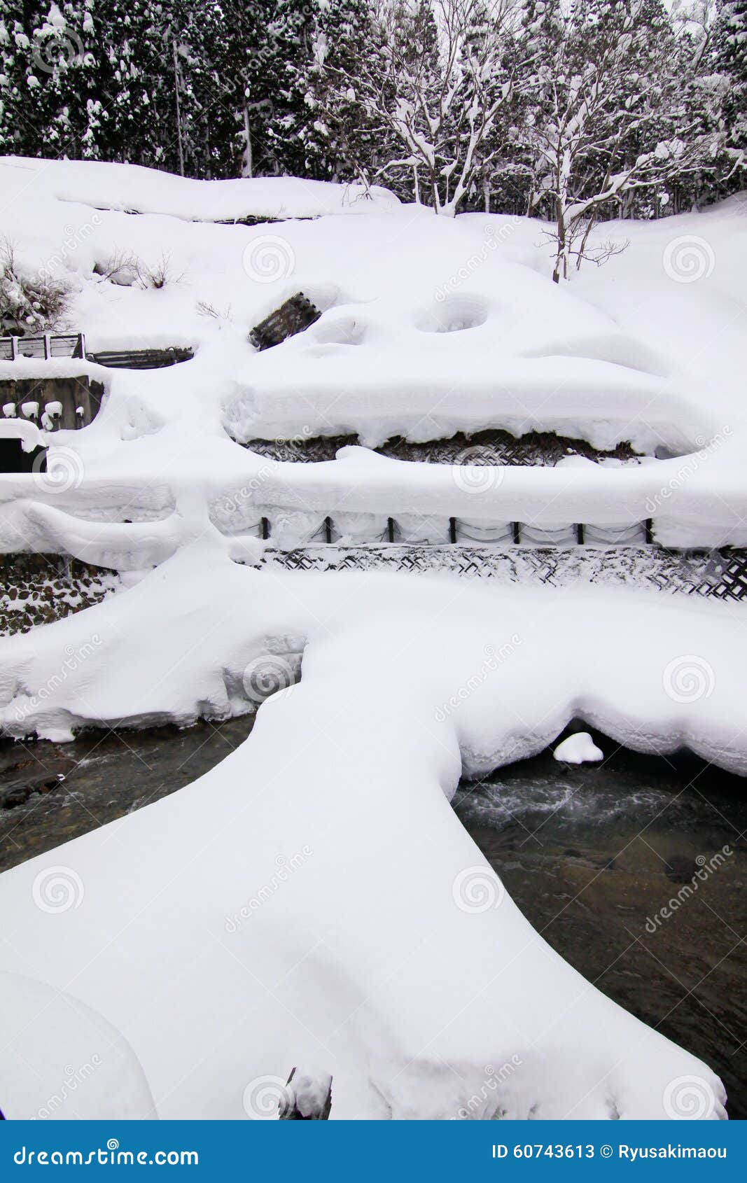 Snow Pathway in Winter on Mountain Stock Image - Image of japanese ...