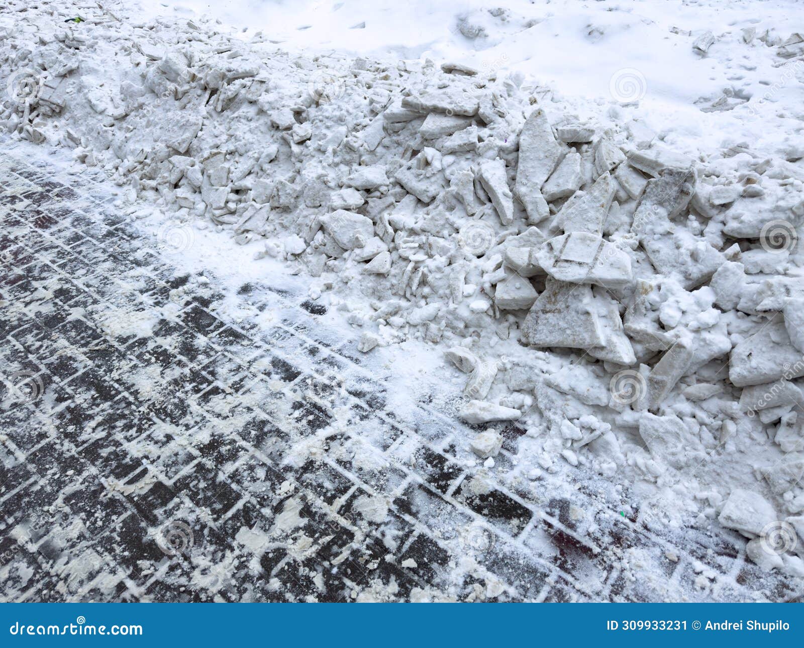 Snow on Paving Slabs in Winter Stock Image - Image of snowdrift, snow ...