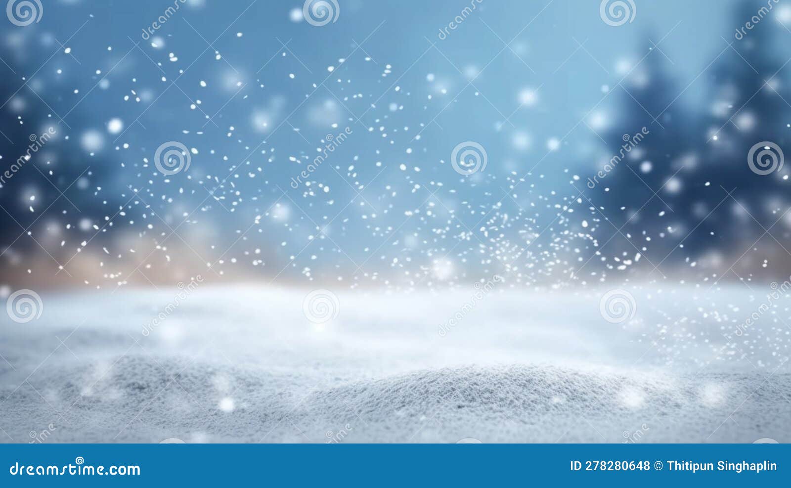 Snow Piles On The Ground And Falling Snow Background. Product Display ...