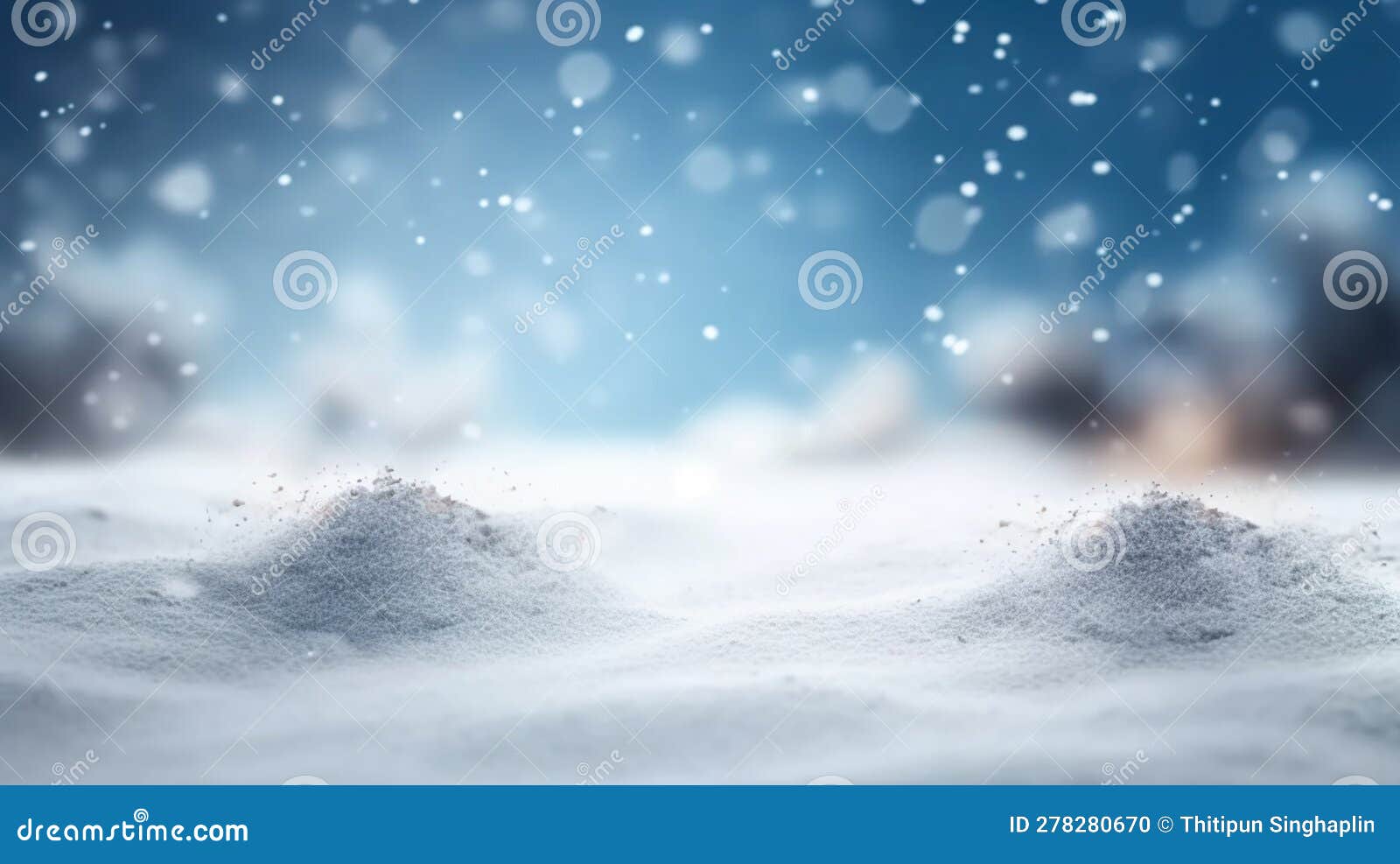 Snow Piles On The Ground And Falling Snow Background. Product Display ...