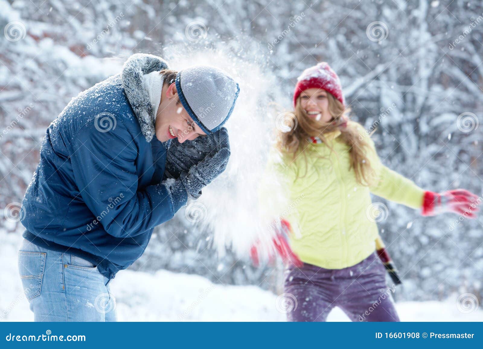 Snow play stock photo. Image of boyfriend, carefree, person - 16601908