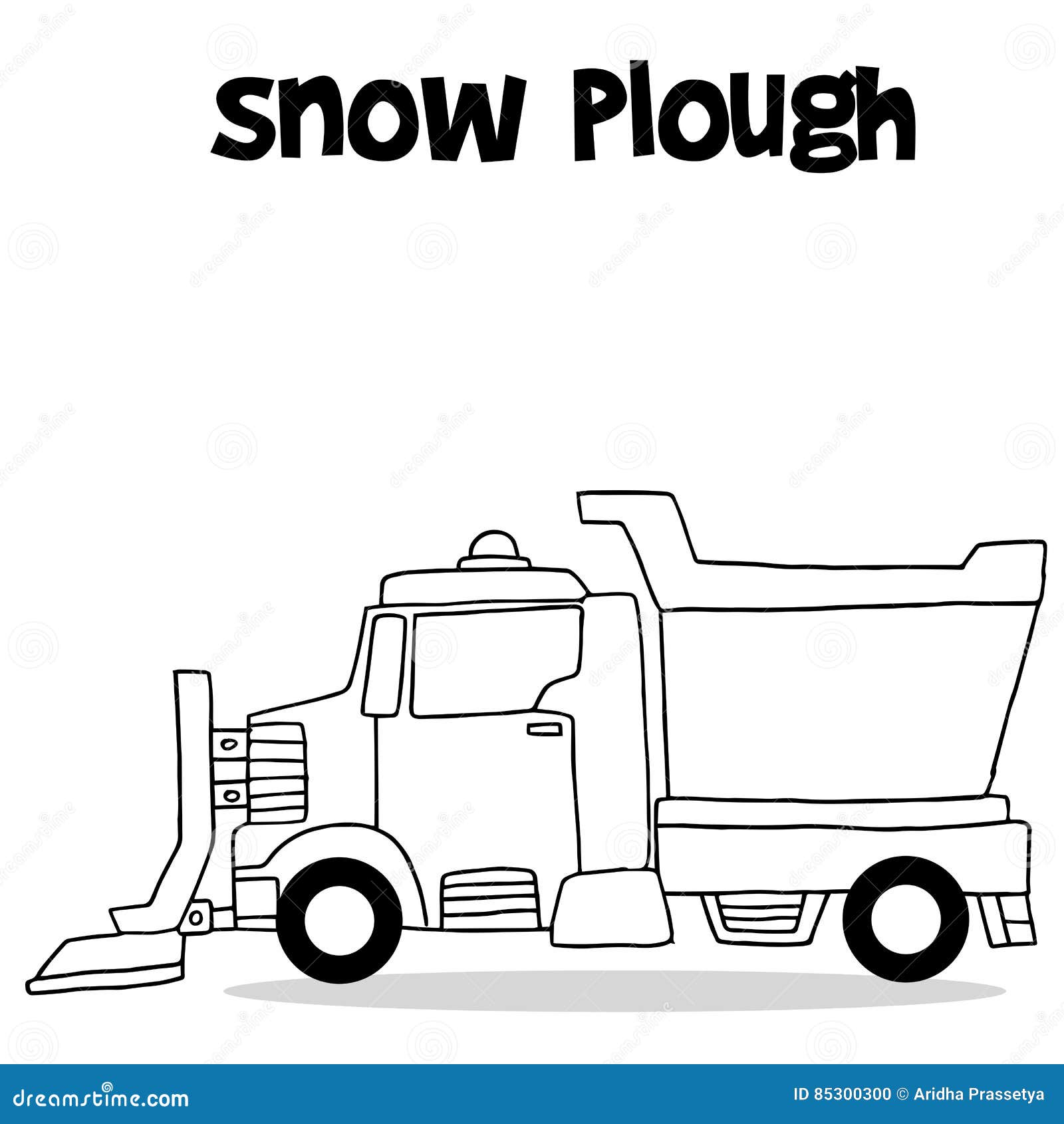 Snow plough with hand draw stock vector. Illustration of countryside ...