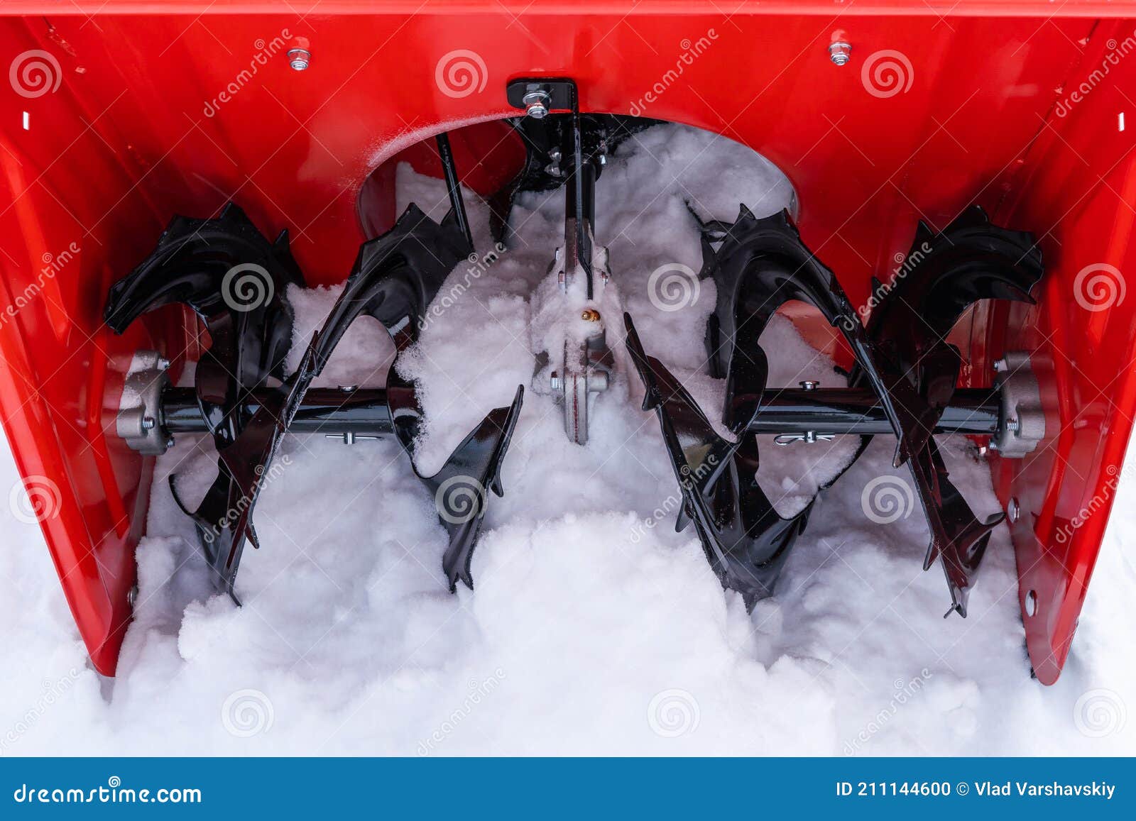 Snow Plow Auger in the Snow Close Up Stock Photo - Image of petrol ...