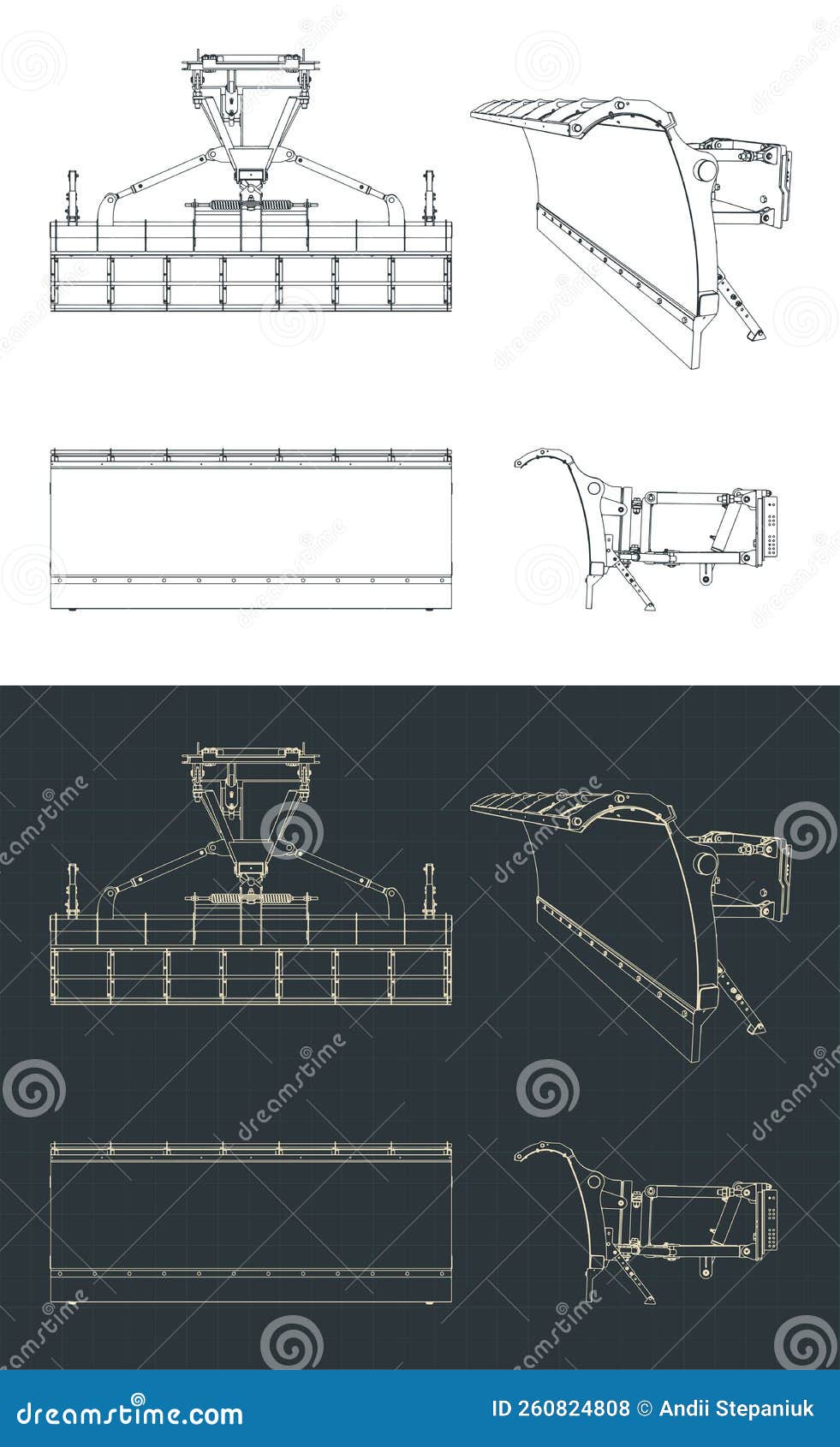 Snow plow blueprints stock vector. Illustration of plowing - 260824808