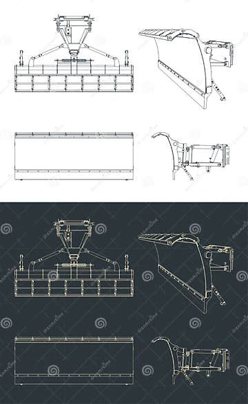 Snow plow blueprints stock vector. Illustration of plowing - 260824808