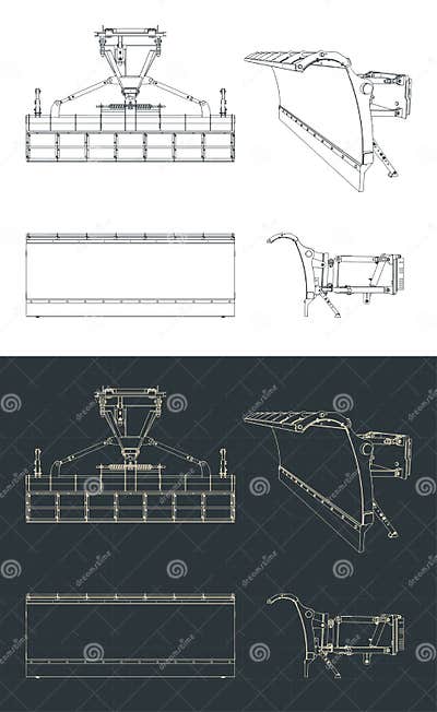 Snow plow blueprints stock vector. Illustration of plowing - 260824808