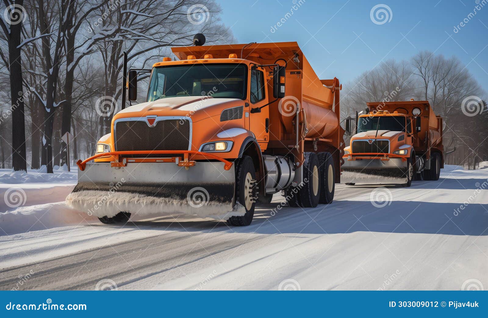 Snow Plow Pickup Trucks Equipped for Winter Weather and Efficient Snow ...