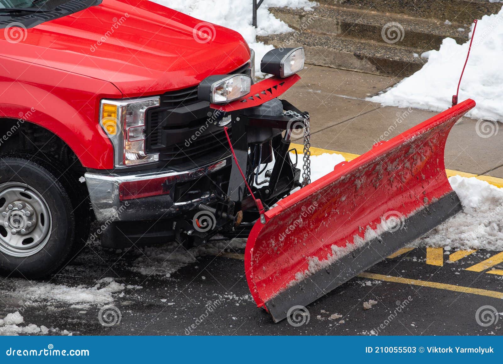 Snow plow red truck stock image. Image of cold, outdoor - 210055503