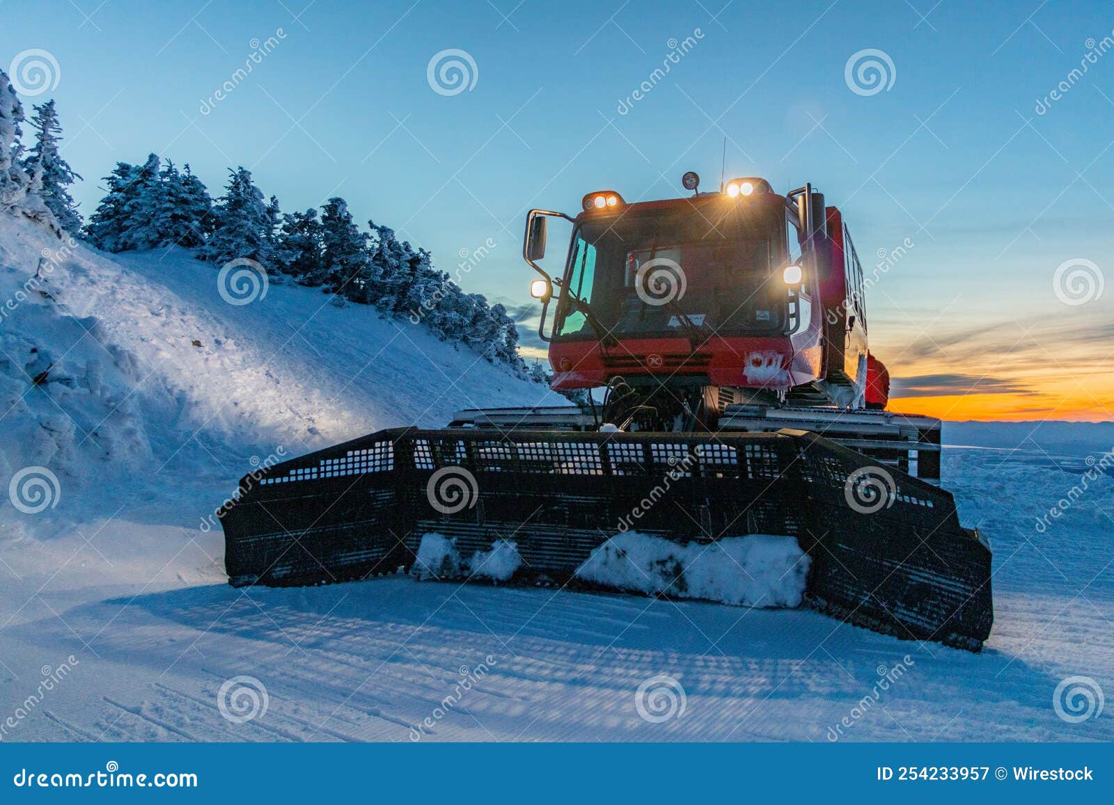 Snow Plow Tractor on a Snowfield during Winter Stock Image - Image of ...
