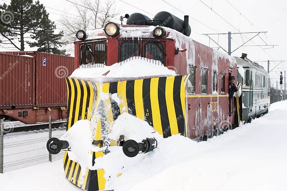 Snow Plow Train - RAW Format Editorial Image - Image of plow, lights ...