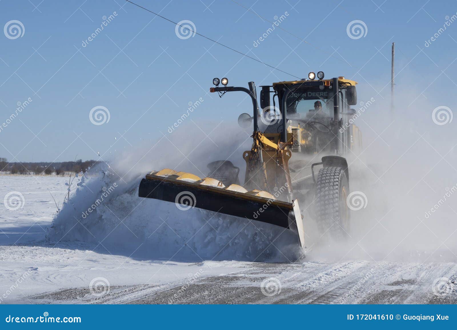 Snow plower on rural road editorial image. Image of winter - 172041610