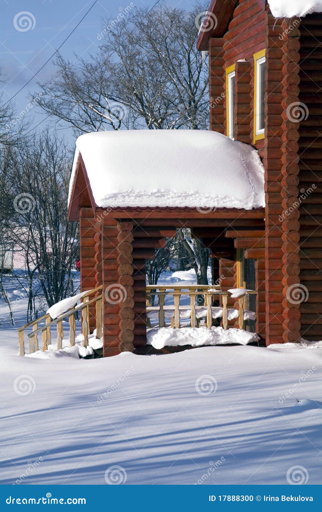 Snow porch stock photo. Image of covered, vertical, timbered - 17888300