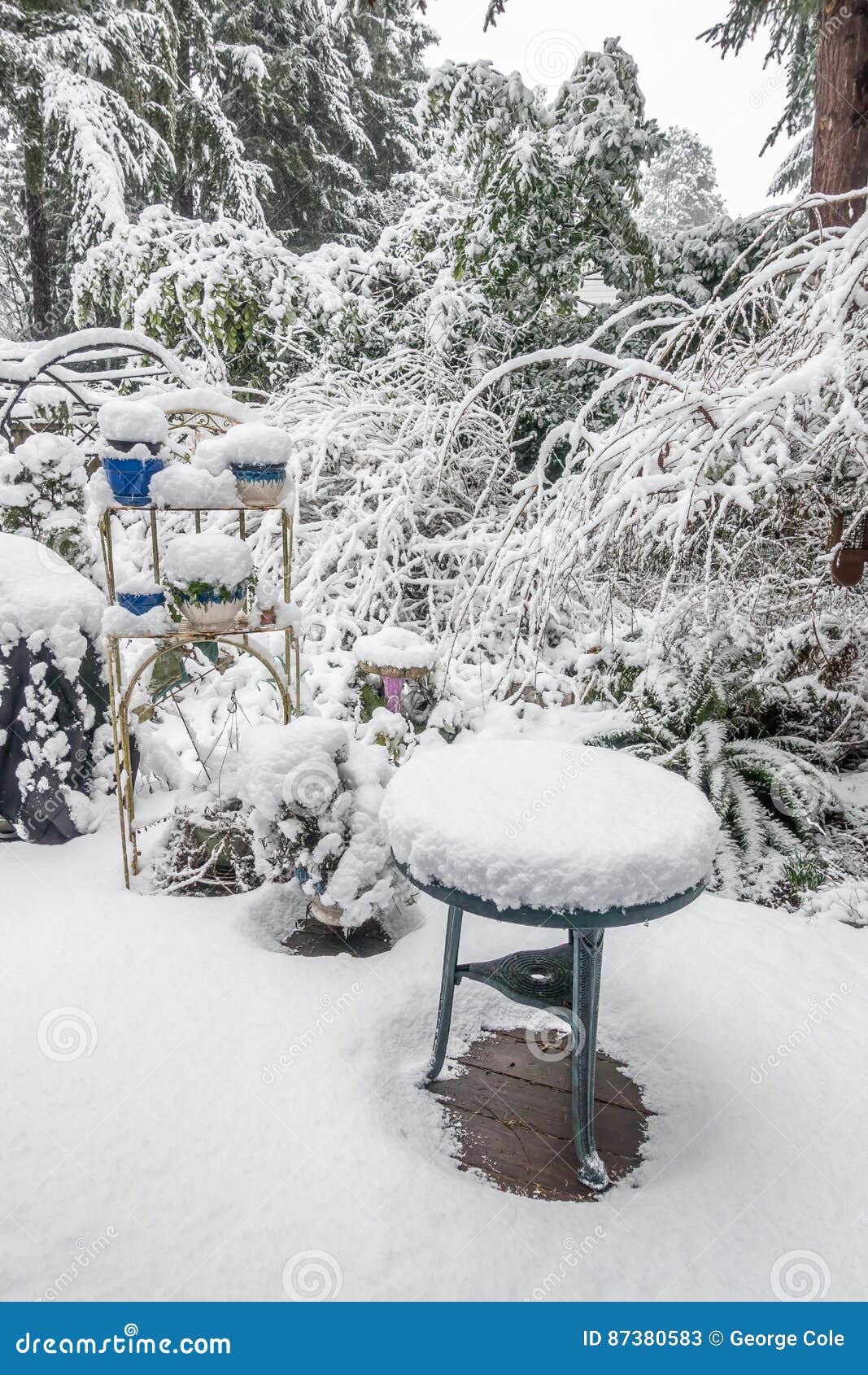 Snow on Porch 2 stock image. Image of trees, snow, strom - 87380583