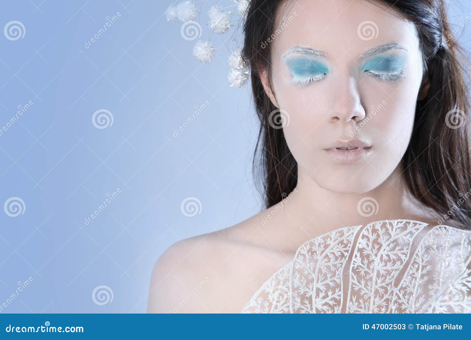Snow queen on blue stock image. Image of person, face - 47002503