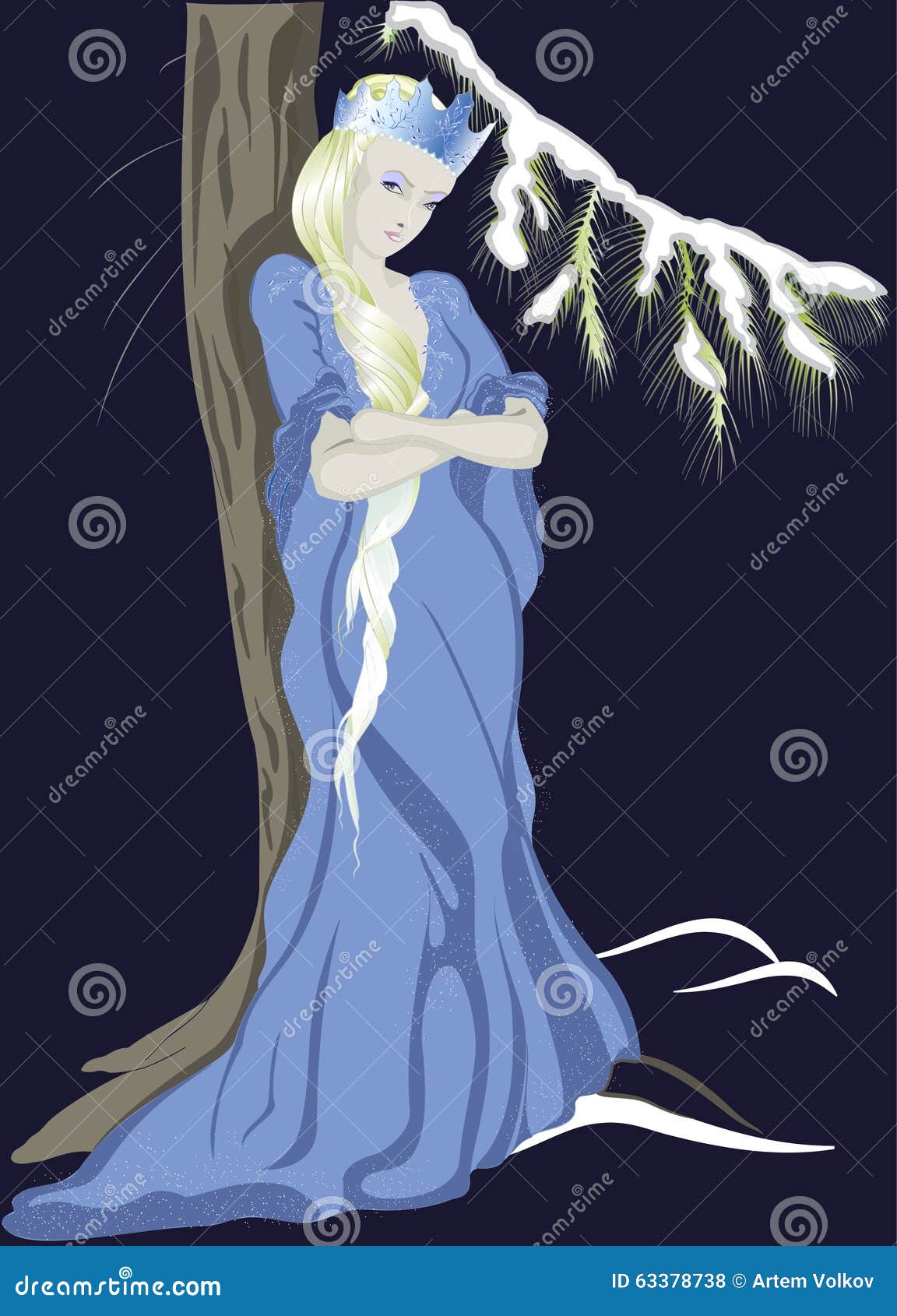 The Snow Queen Near a Christmas Tree. EPS10 Vector Stock Vector ...