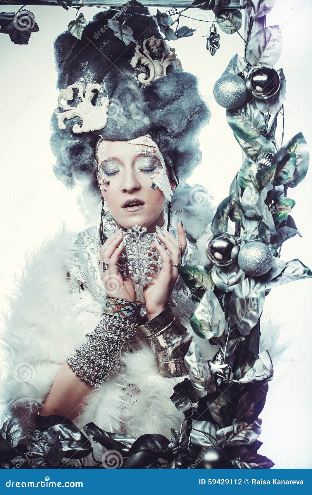 Snow Queen Over White Background Stock Photo - Image of hairstyle ...