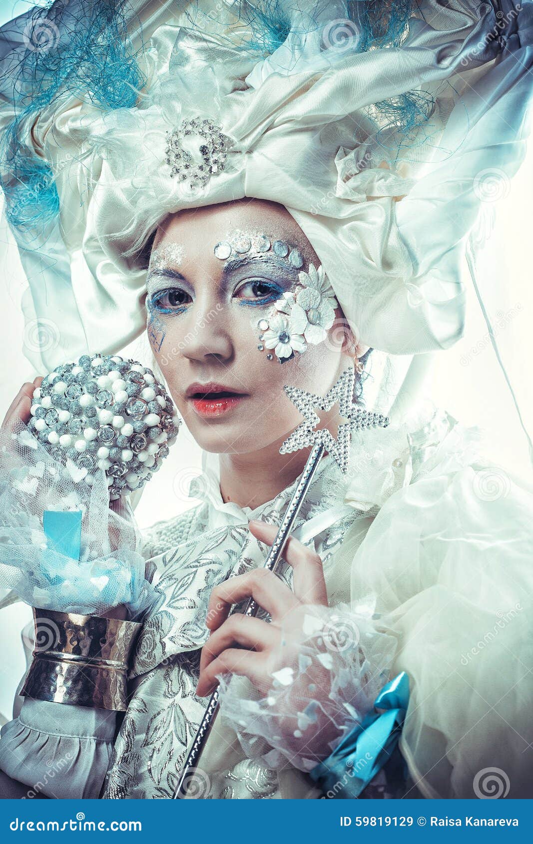 Snow Queen Over White Background Stock Image - Image of model, cold ...