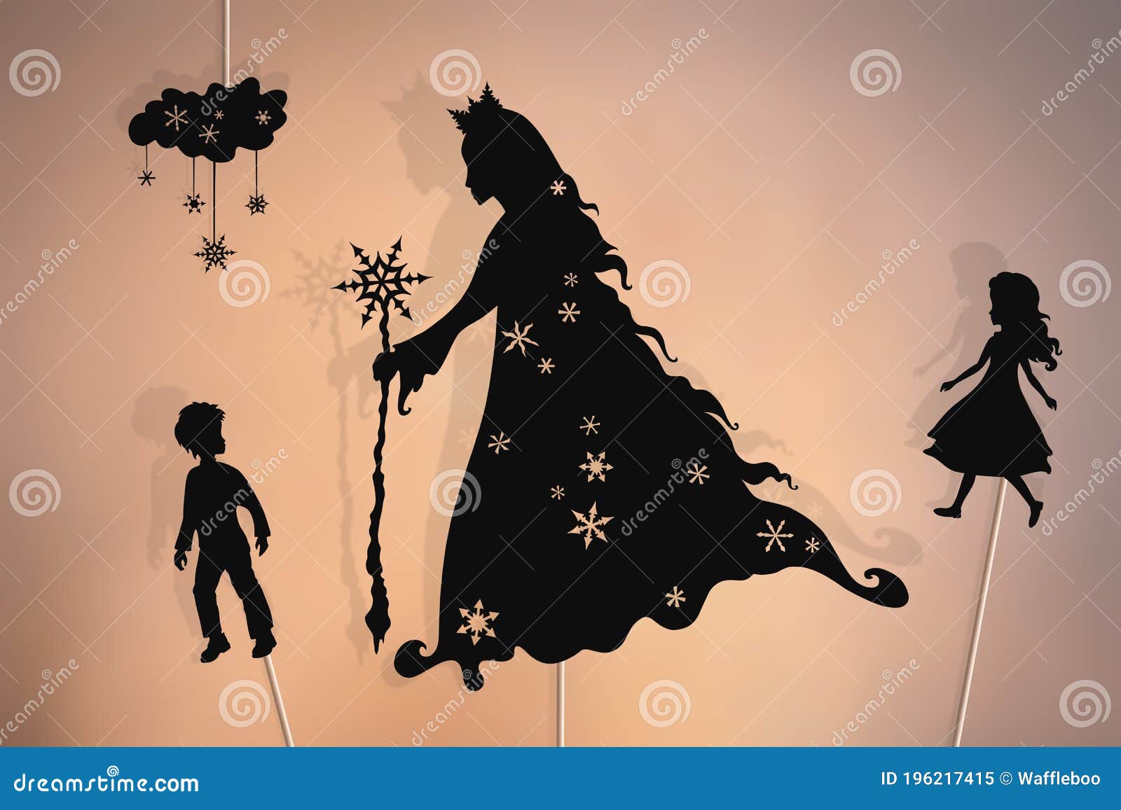 Snow Queen Storytelling, Shadow Puppets Stock Illustration ...