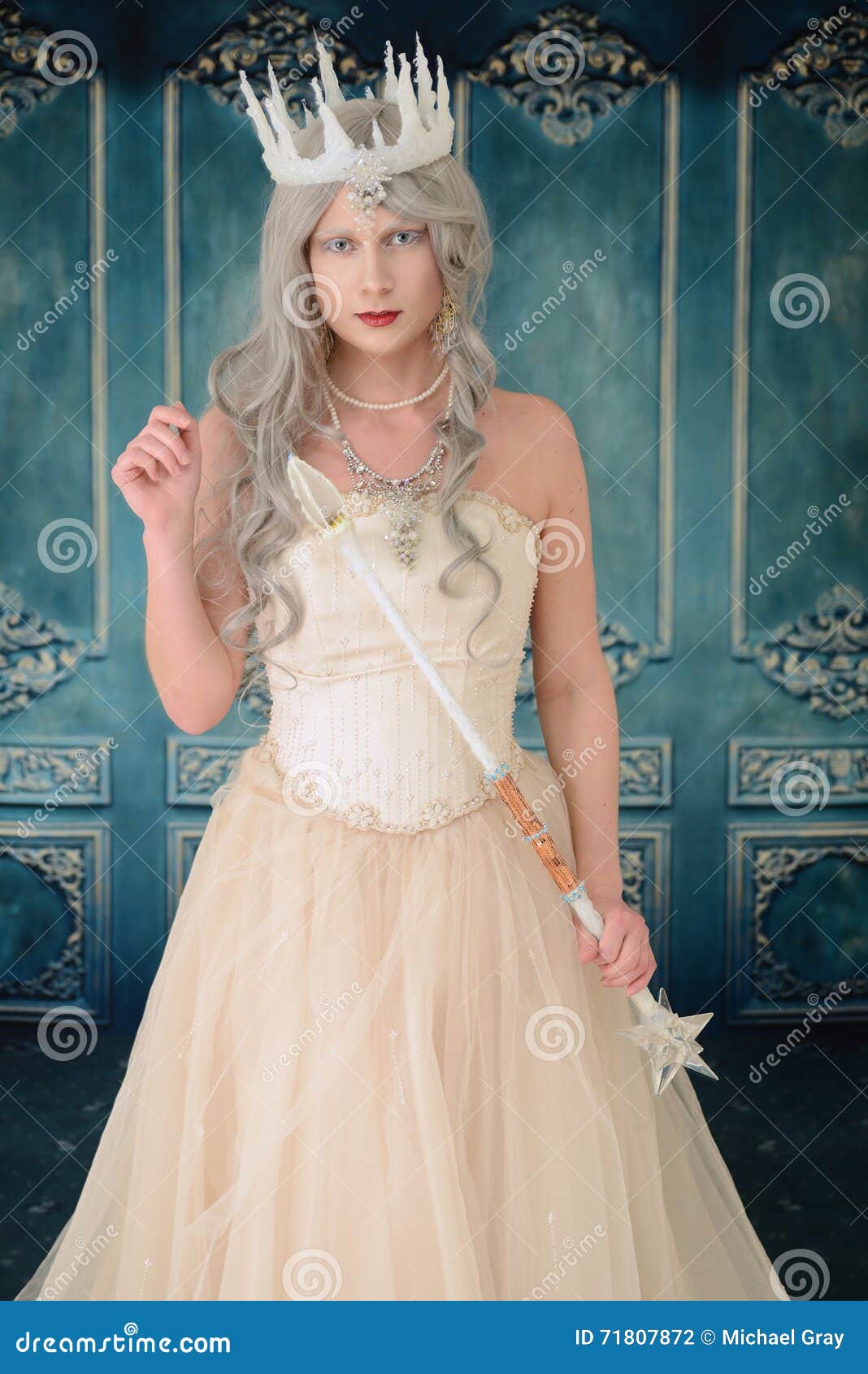 Snow Queen with Wand and Crown Stock Photo - Image of caucasian, frost ...