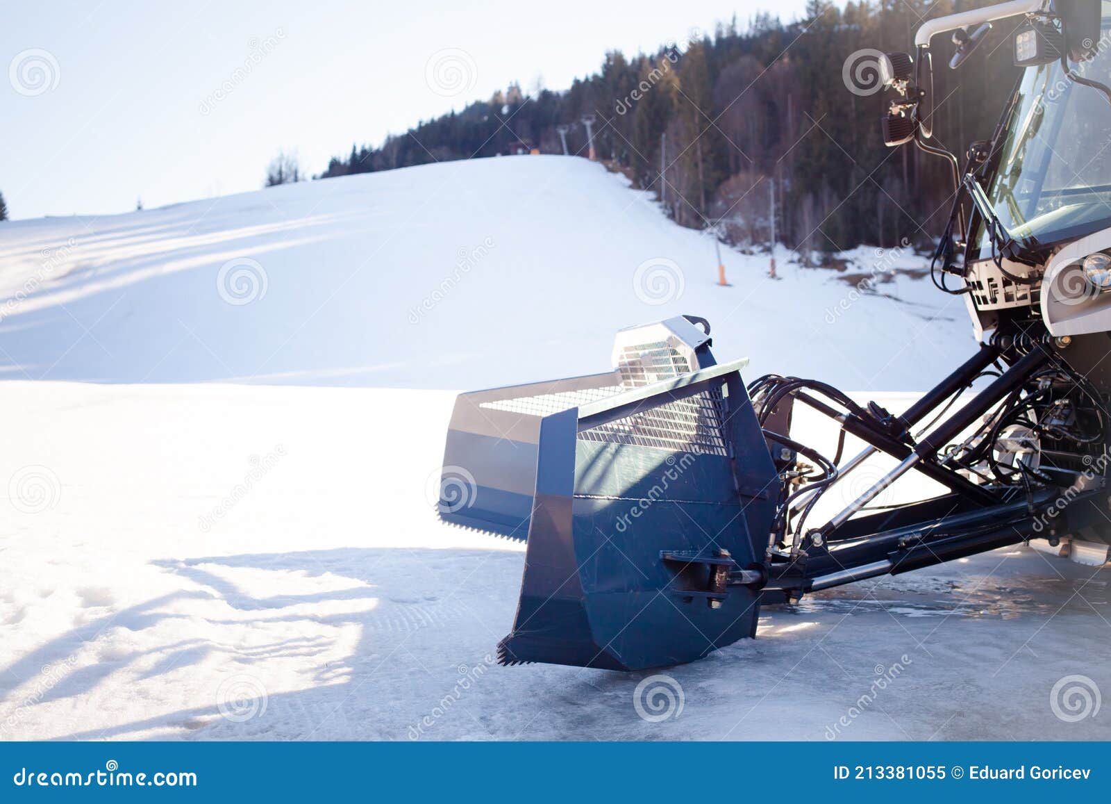 Snow Rake on the Ski Slope in the Ski Area Stock Image - Image of ...