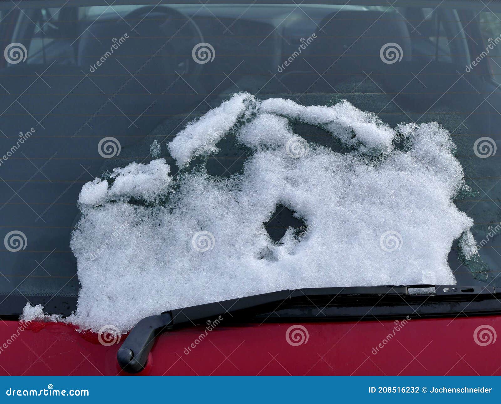 Snow on a Rear Window of a Red Car Stock Photo - Image of cold ...
