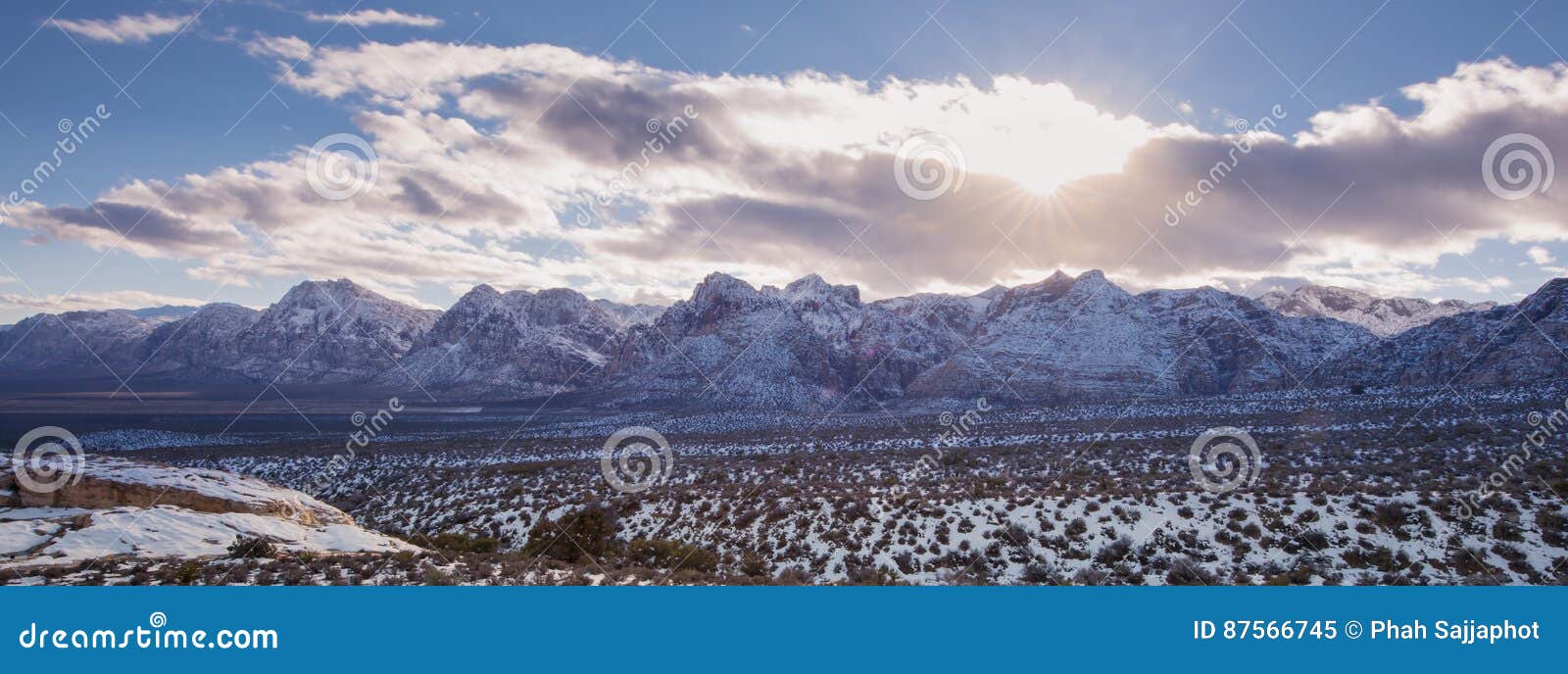 Snow on Red Rock National Park in Panorama Stock Image - Image of scene ...