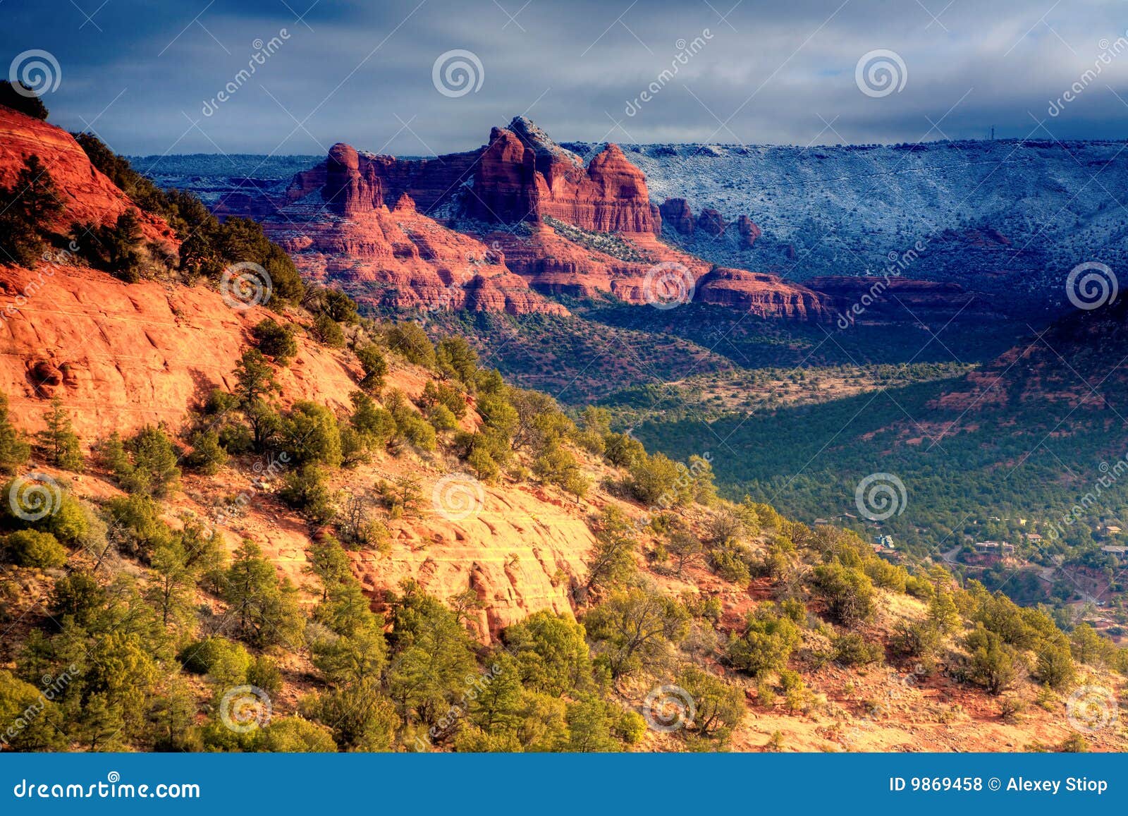 Snow on Red Rocks stock photo. Image of geological, america - 9869458