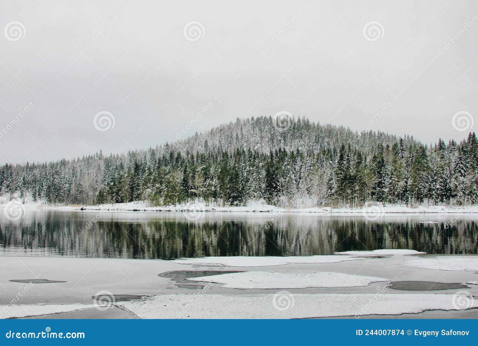 Snow reflection of nature stock photo. Image of lake - 244007874