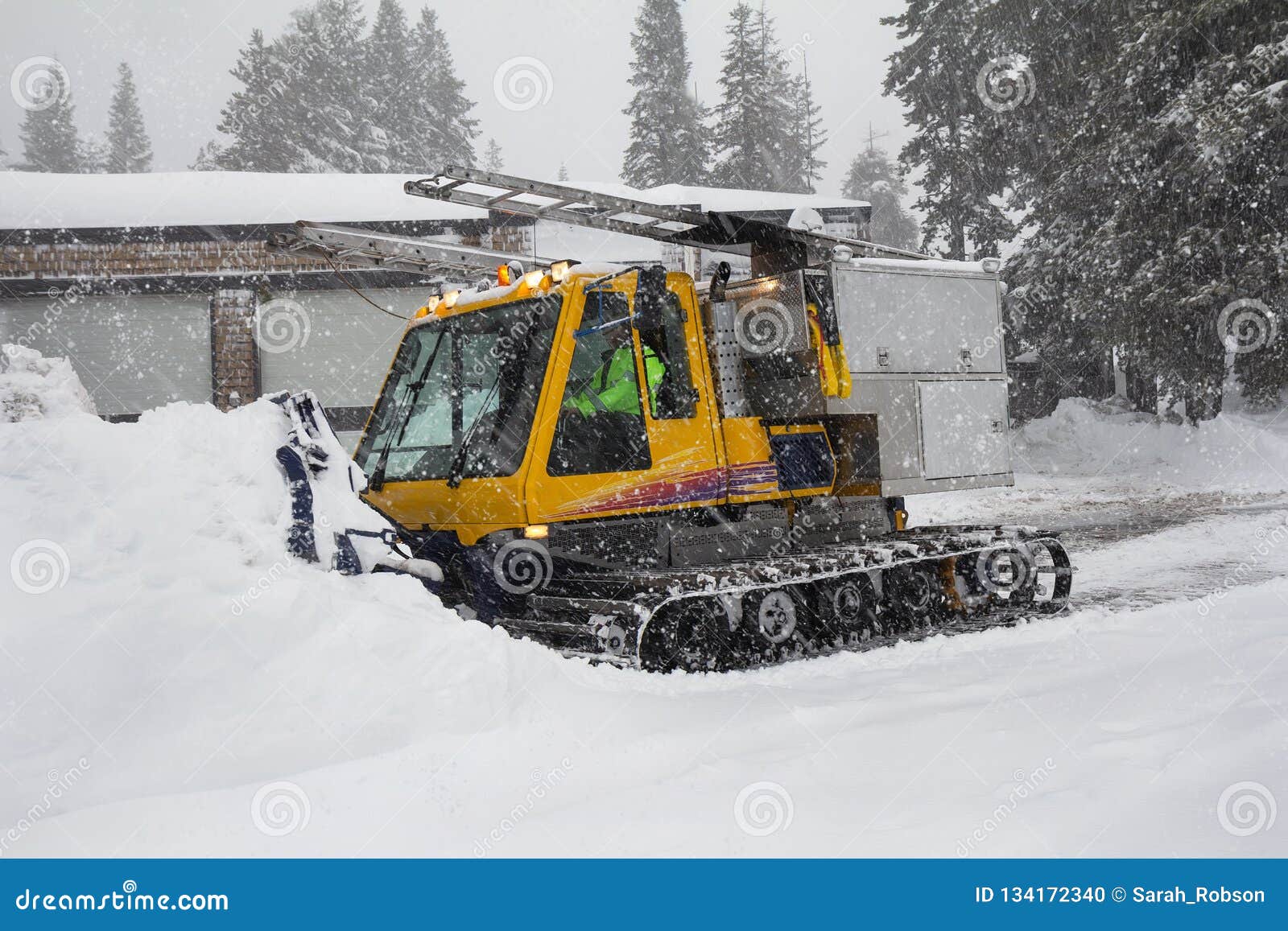 Snow Removal Vehicle Removing Snow Stock Photo - Image of snowfall ...