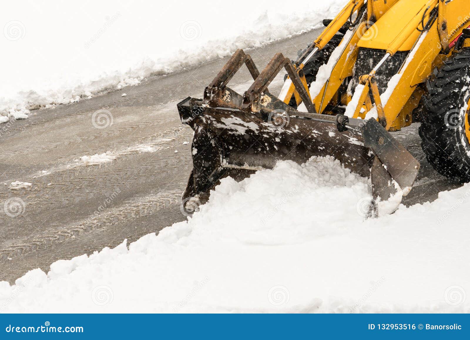 Snow Removal. Wheel Loader Machine or Vehicle Removing Snow from the ...