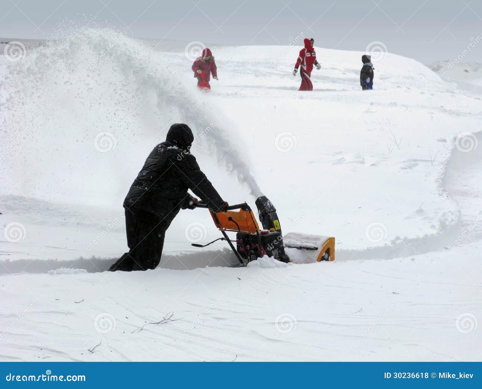 Snow Removal with a Snowblower Editorial Stock Photo - Image of season ...
