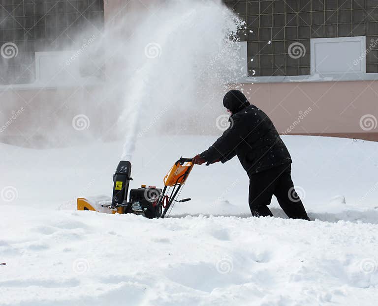 Snow Removal with a Snowblower Editorial Stock Photo - Image of nature ...